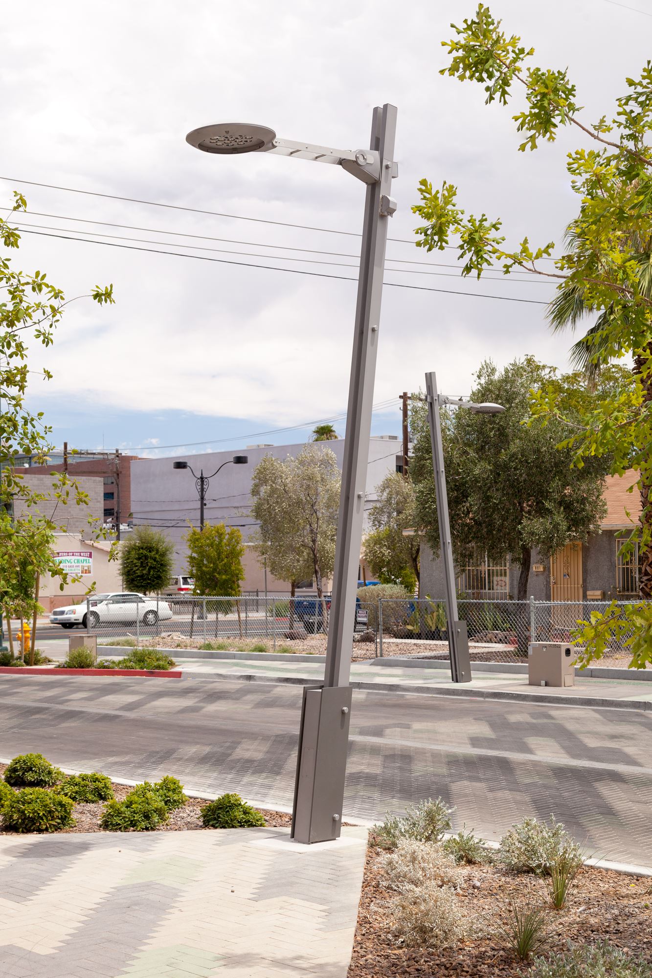 Tandem Tilt - Outdoor Metal Light Pole with Wood Accent - Structura